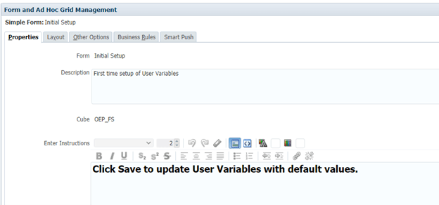 Initial Setup of User Variables – Random EPM Notes